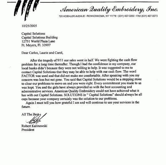 Testimonials | Capital Solutions Bancorp